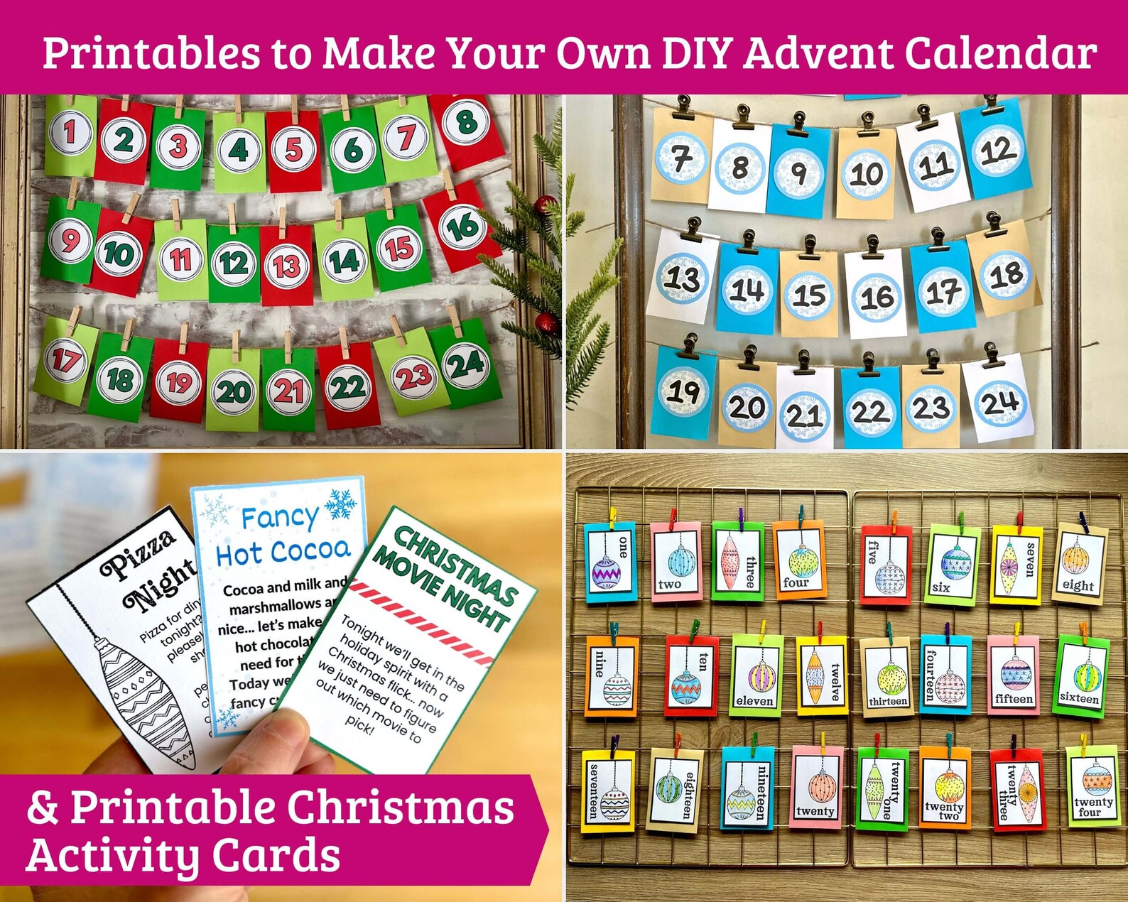 DIY Advent Calendar Printables - Advent Calendar Numbers and Christmas ...