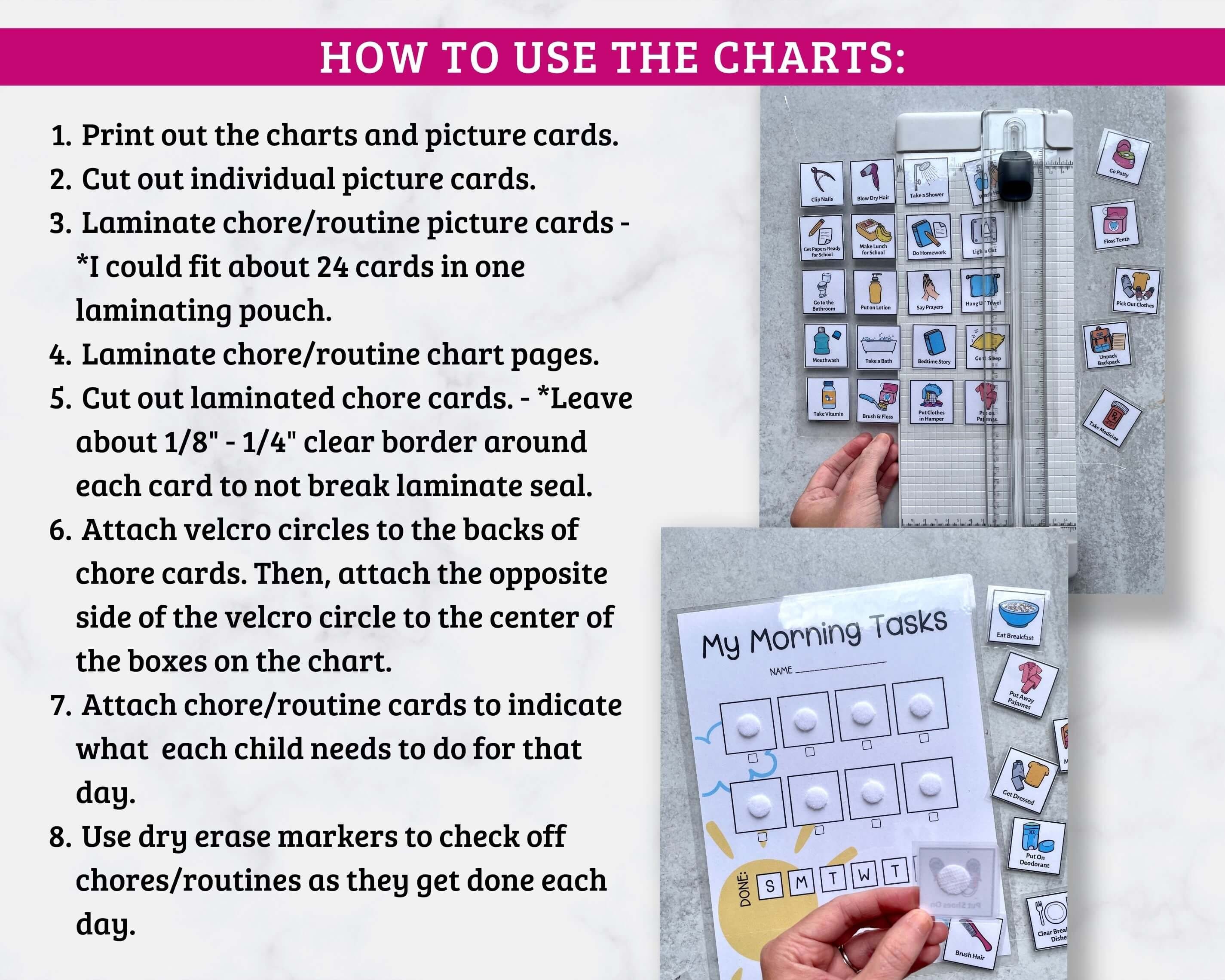 Kids Daily Responsibilities Chart With Pictures, Chore Chart, Daily ...