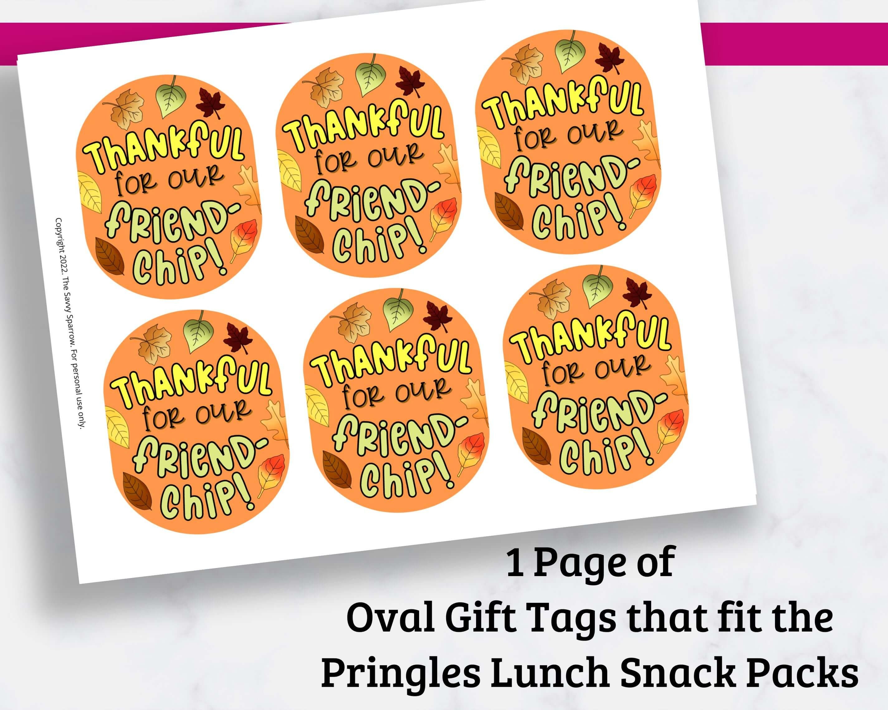 Friend-chip Thanksgiving Gift Tags for Kids - Printable Thanksgiving ...
