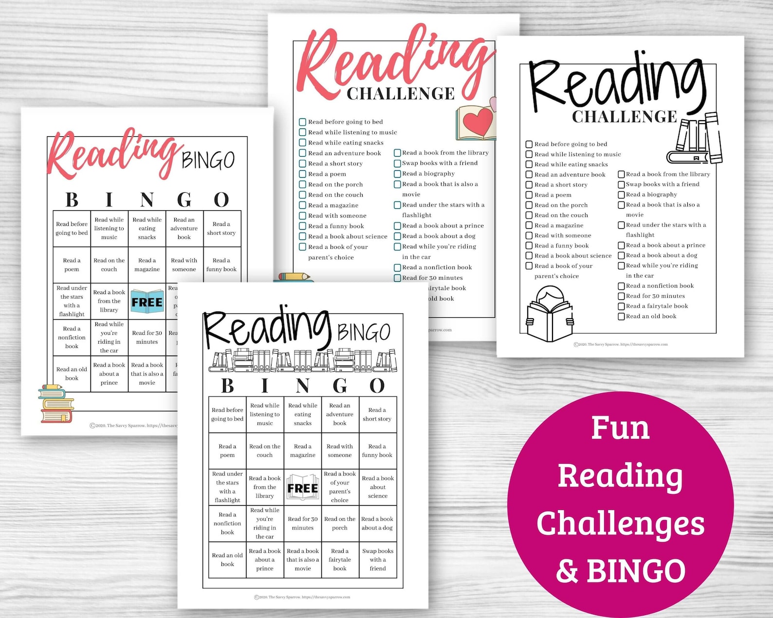 Printable Reading Challenges for Kids - 21 Page PDF File - Reading ...