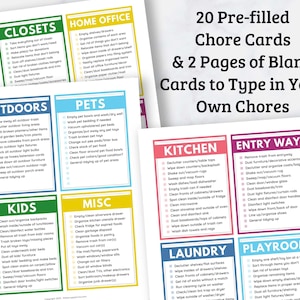 Editable Cleaning Chore Cards - Printable Cleaning Checklist Cards for ...