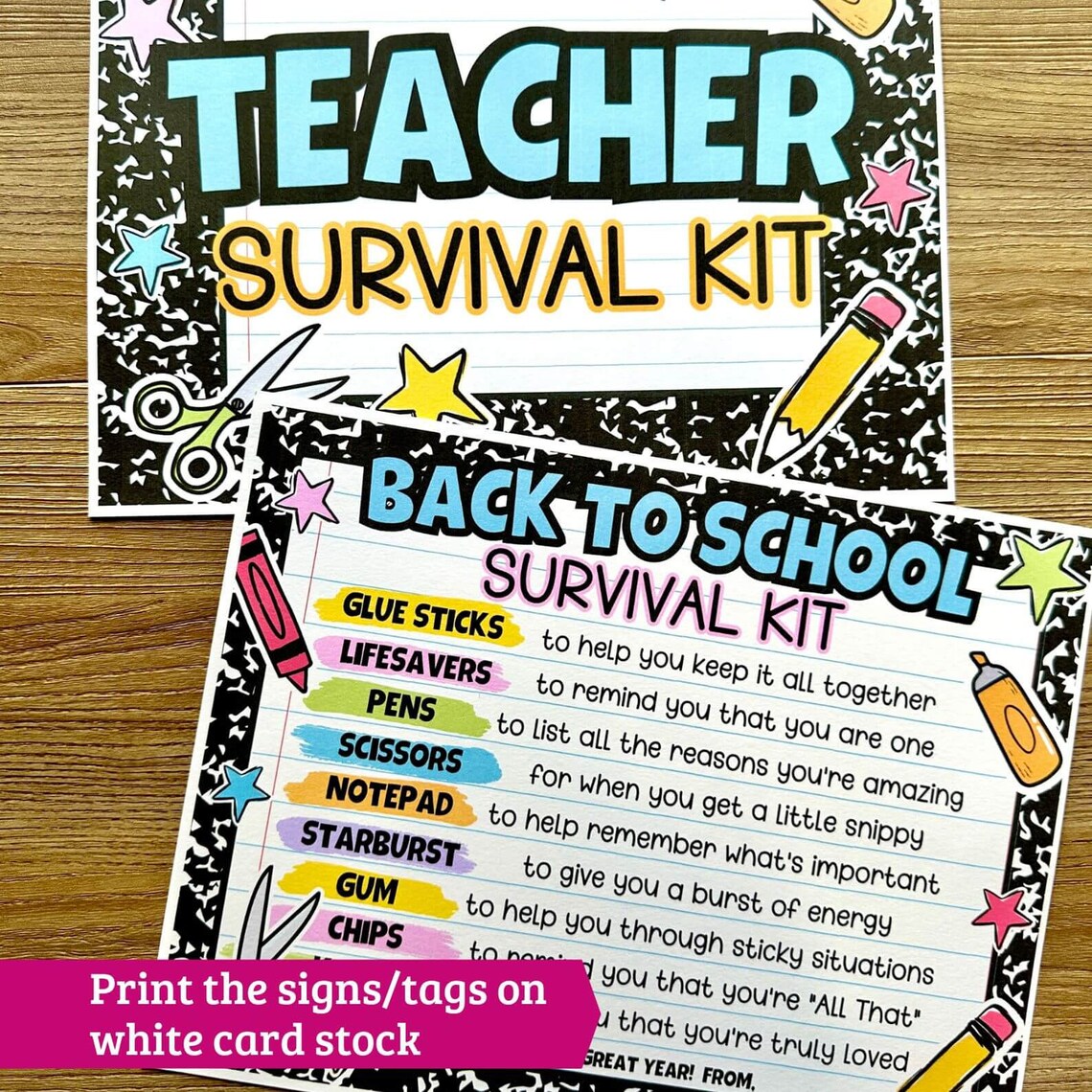 Teacher Survival Kit Printable Gift Tag Back to School Gift Ideas for ...