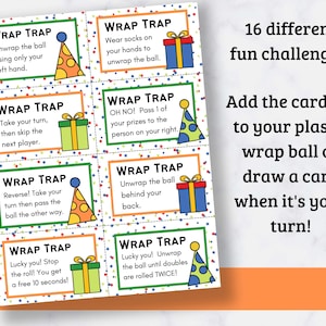 Printable Saran Wrap Ball Game Challenge Cards (birthday Edition ...