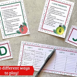 Printable Christmas Scattergories Game Cards - Printable Christmas ...