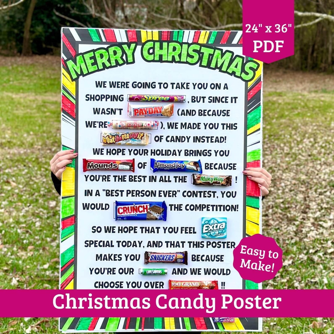 Christmas Candy Poster - DIY Candy Bar Sign for Christmas Gifts ...