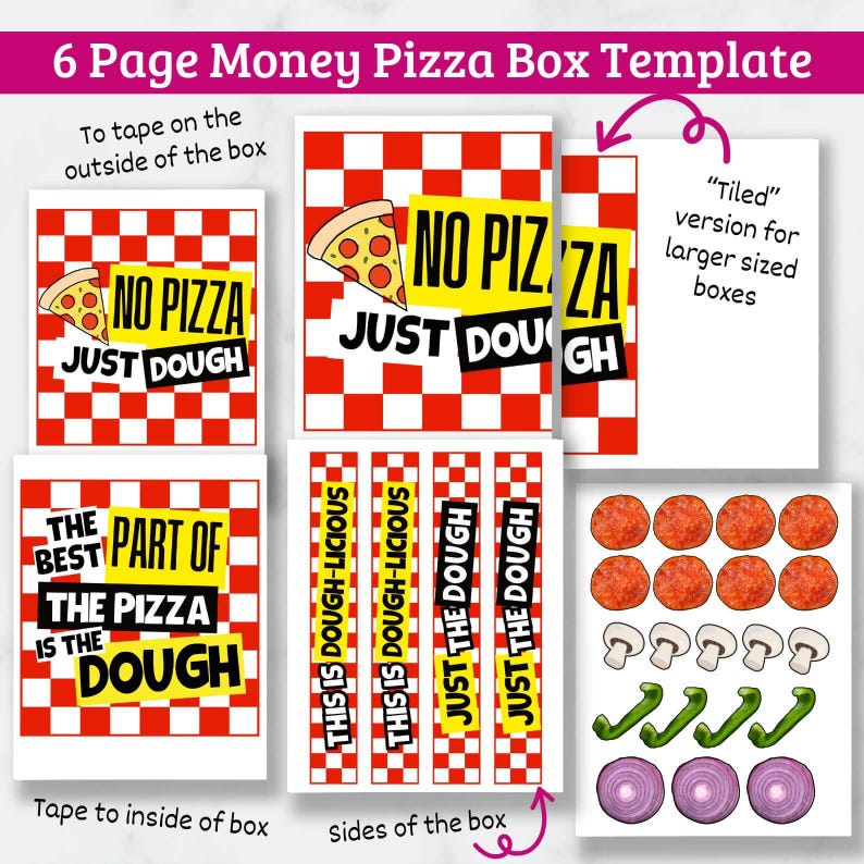 Printable Pizza Box Money Gift Template - PDF Printable Gift - Fun Ways ...
