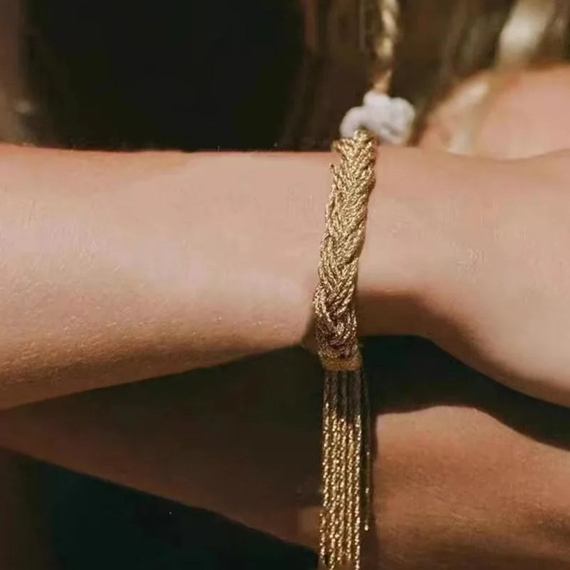 Luxury Braided Gold Rope Bracelet, Fringe Tassel Bracelet, Braided Gold ...