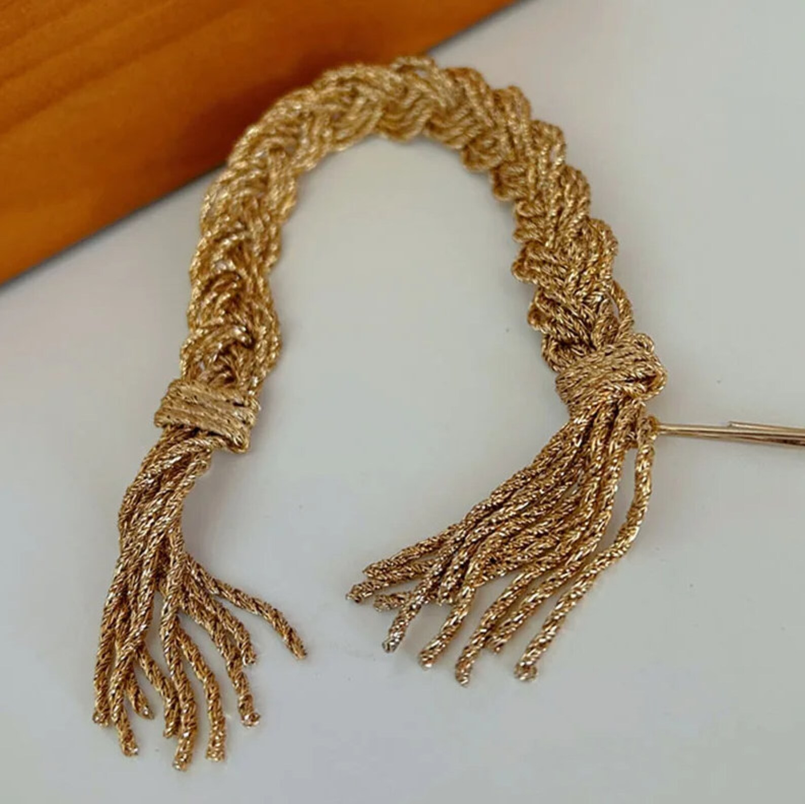 Luxury Braided Gold Rope Bracelet, Fringe Tassel Bracelet, Braided Gold ...