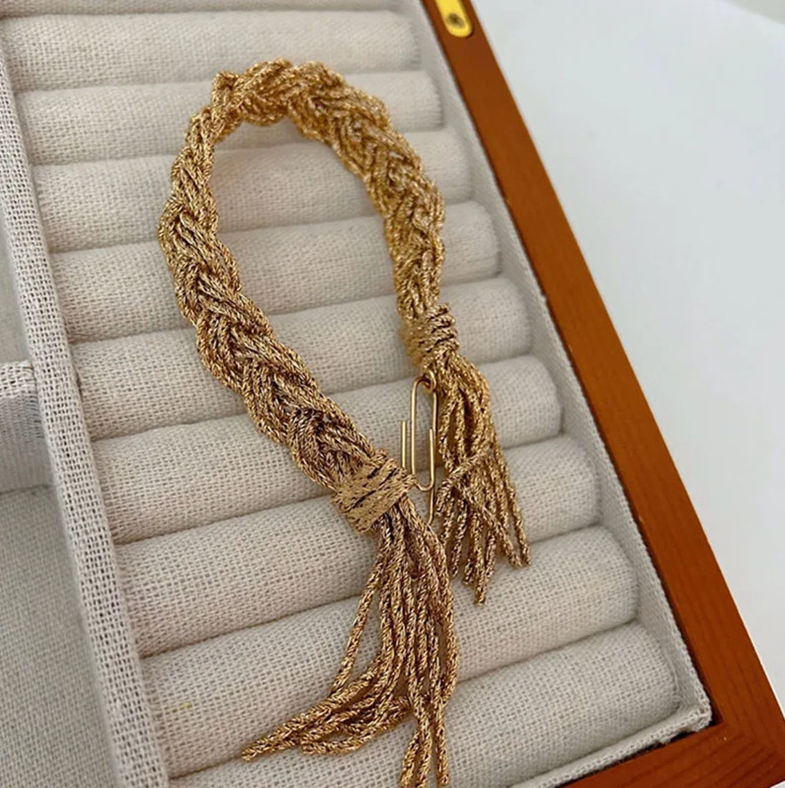 Luxury Braided Gold Rope Bracelet, Fringe Tassel Bracelet, Braided Gold ...