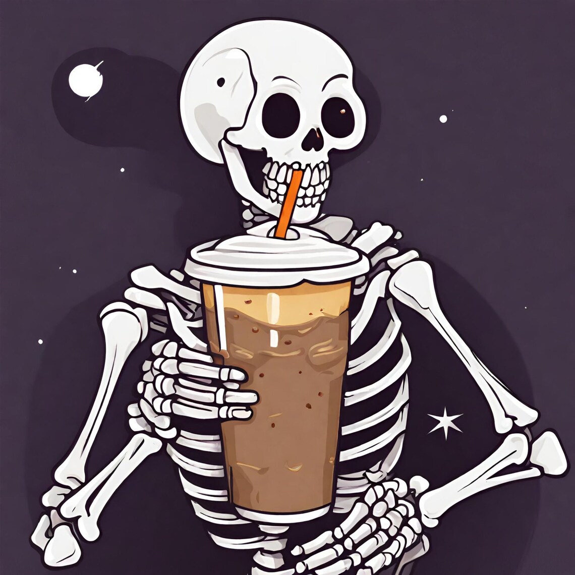 Halloween Digital Art Ghost Witch Skeleton With Iced Coffee | 12 Images ...