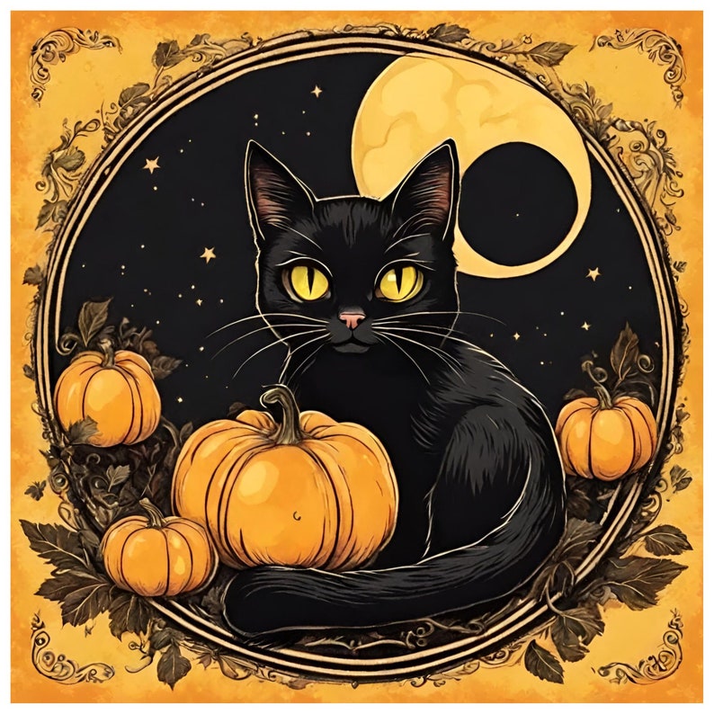 Halloween Digital Art Black Cat Variety Pack | 12 Images | SVG PNG JPG ...