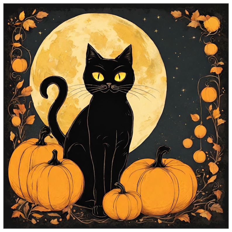 Halloween Digital Art Black Cat Variety Pack | 12 Images | SVG PNG JPG ...