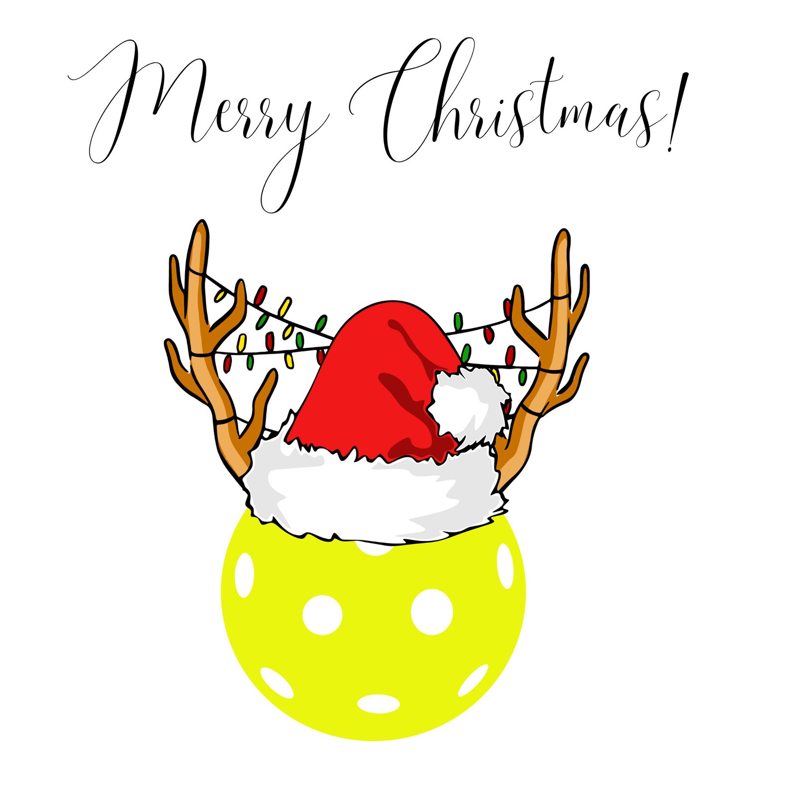 Pickleball Merry Christmas Festive and Bright Illustrations, Printable ...