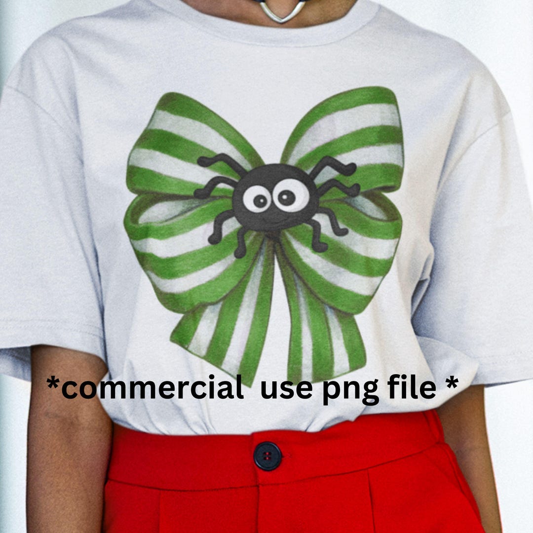 Coquette Spider Bow Png, Halloween Spider Sublimation, Green and White ...