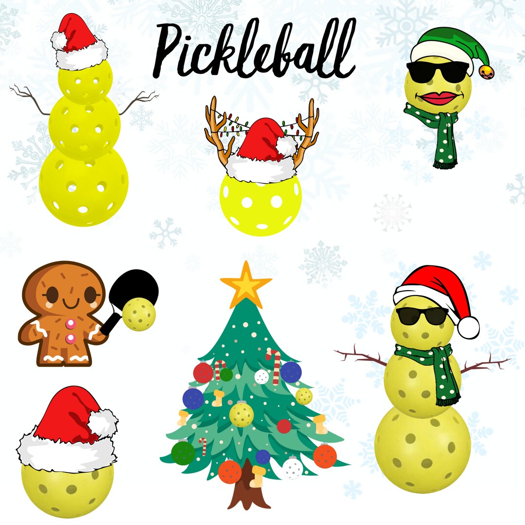 Pickleball Merry Christmas Festive and Bright Illustrations, Printable ...
