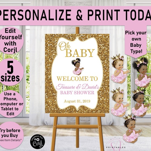 Princess WELCOME Sign Oh Baby Shower Sign Little Princess | Etsy