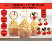 EDITABLE Red Gold Cupcake Toppers Red Princess Cupcake - Etsy