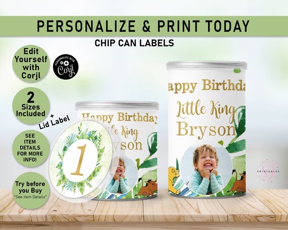 Lion King Simba Birthday Chip Can Label Chip Can Label Chip | Etsy