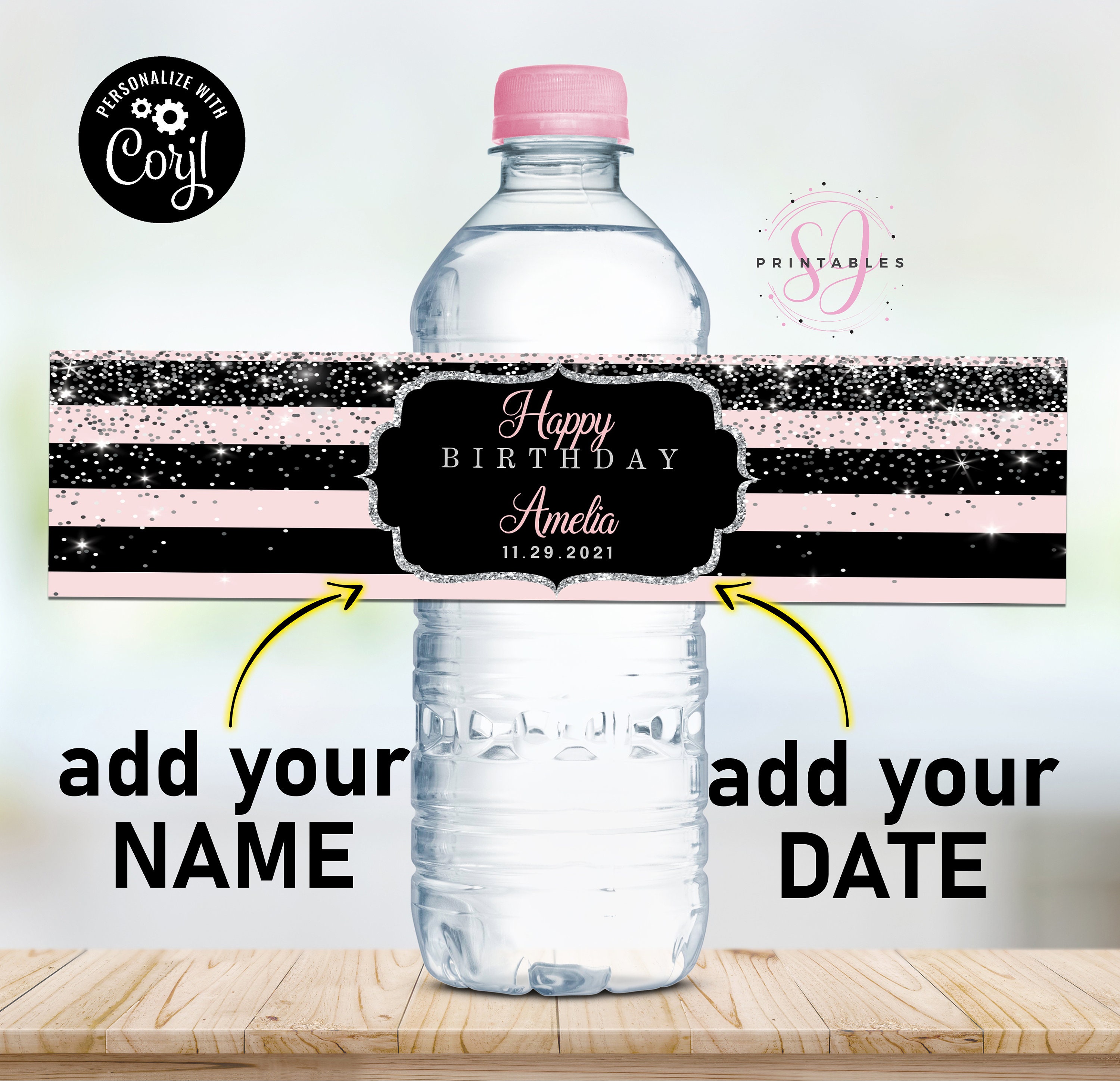 Designer Birthday Party Water Labels, ANY AGE Labels, Adult, Teen ...