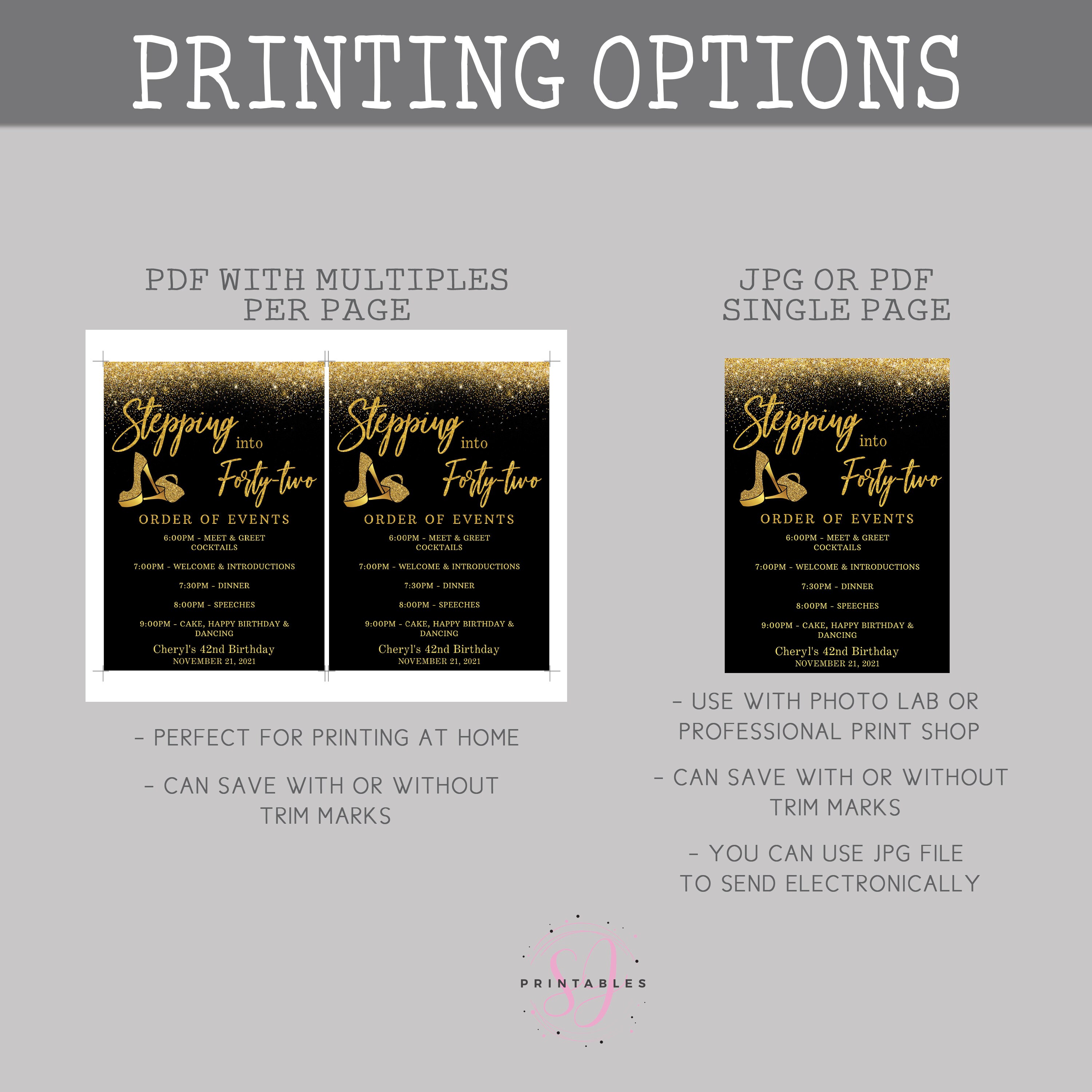Stepping Into ANY AGE Birthday Order of Events Template,birthday ...