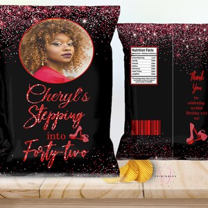 Stepping Into Red and ANY COLOR Birthday Chip Bag Wrapper, Favor Bags ...