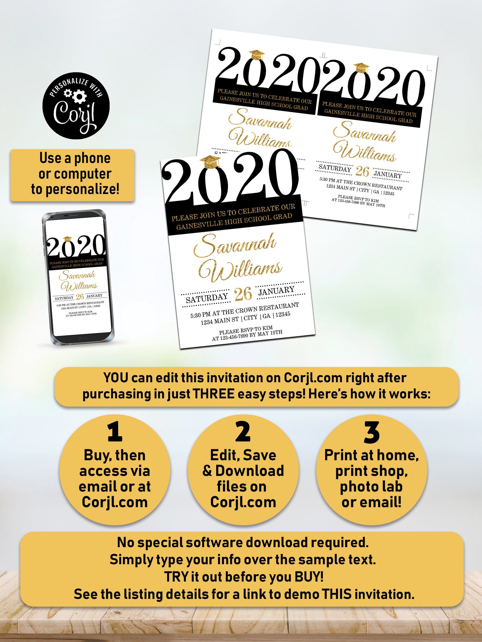 Printable Graduation Invitation Class of 2023 Instant - Etsy