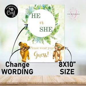 Simba and Nala Gender Reveal PRINTABLE Sign Set, Sign Bundle, Lion King ...