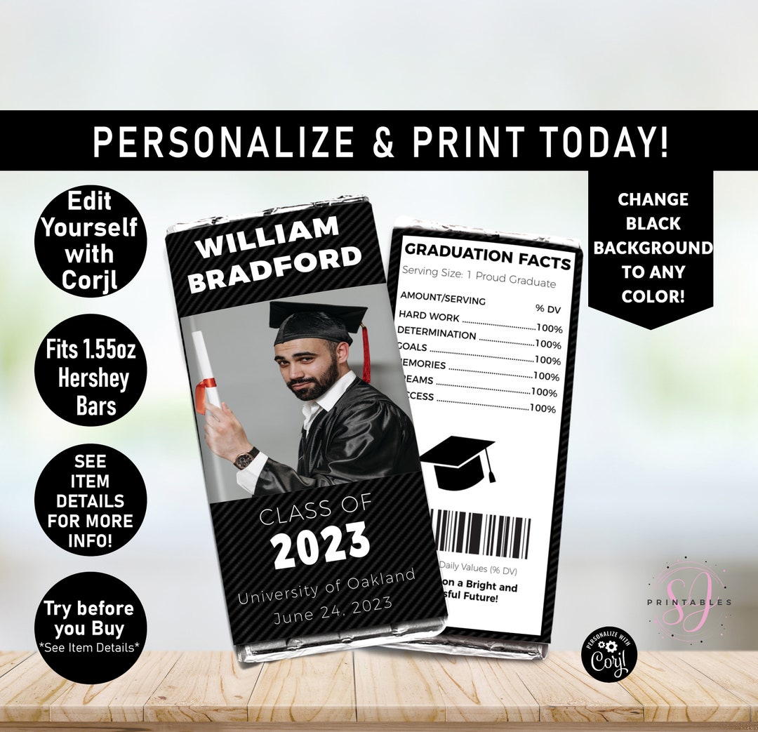 Vertical Striped GRADUATION Candy Bar Wrapper, ANY COLOR Chocolate ...