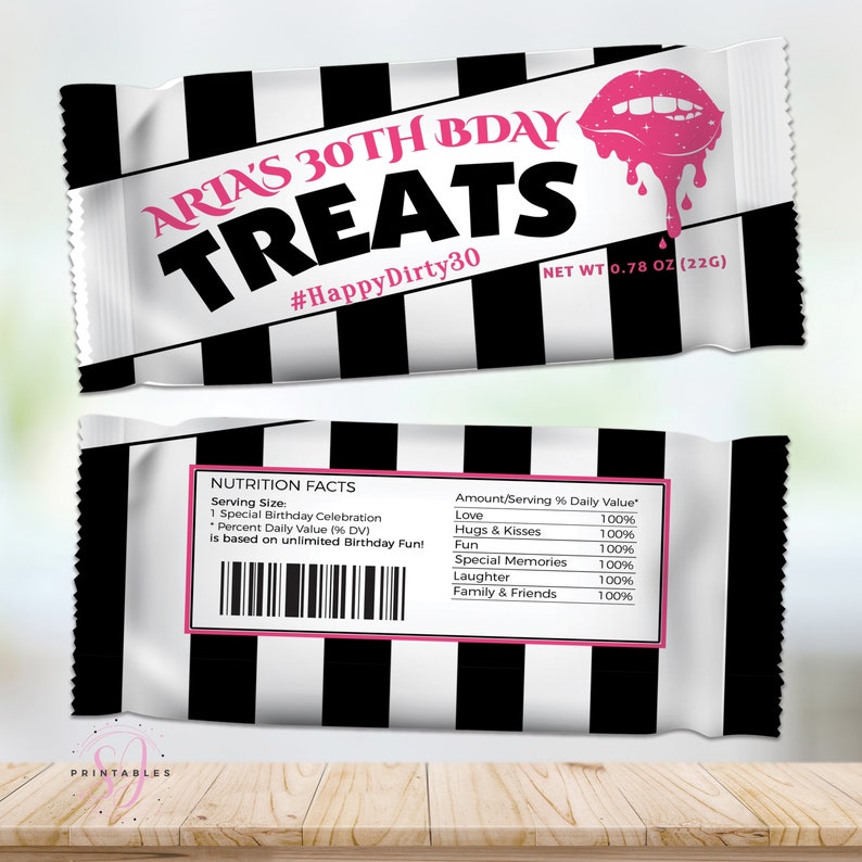 Striped Rice Krispies TREAT Labels ANY AGE Birthday Krispie - Etsy