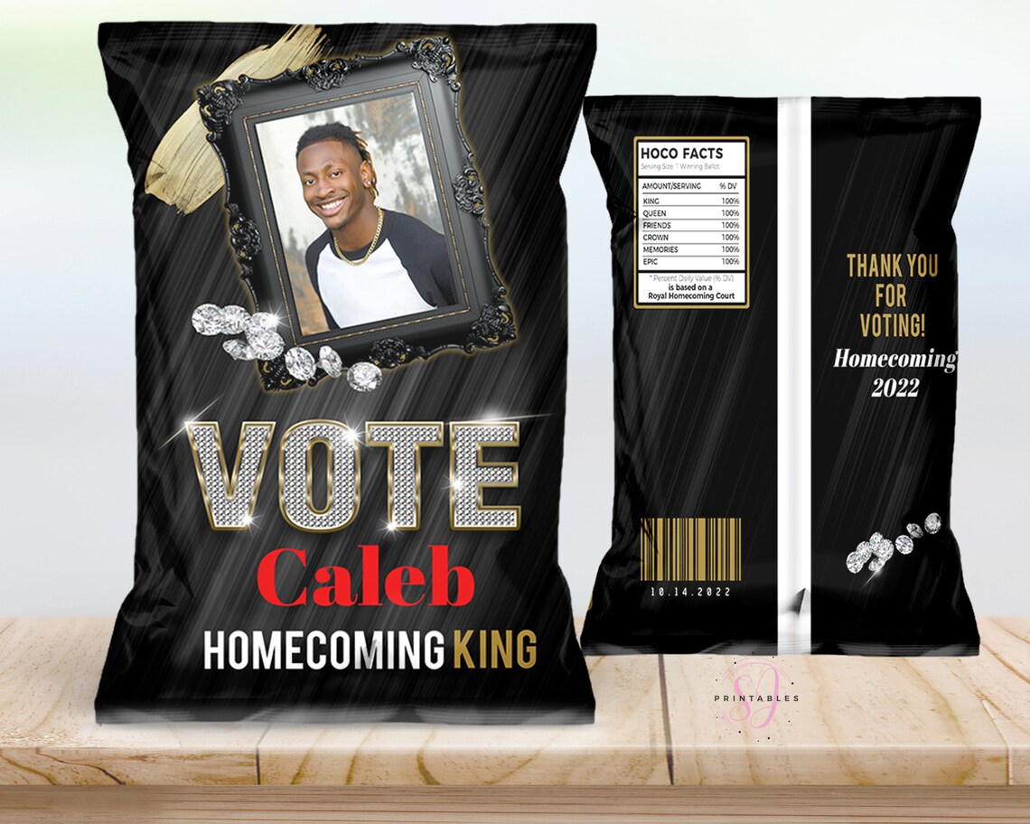 VOTE Homecoming King Chip Bag Wrapper, Homecoming Favor Bag, Photo Chip ...