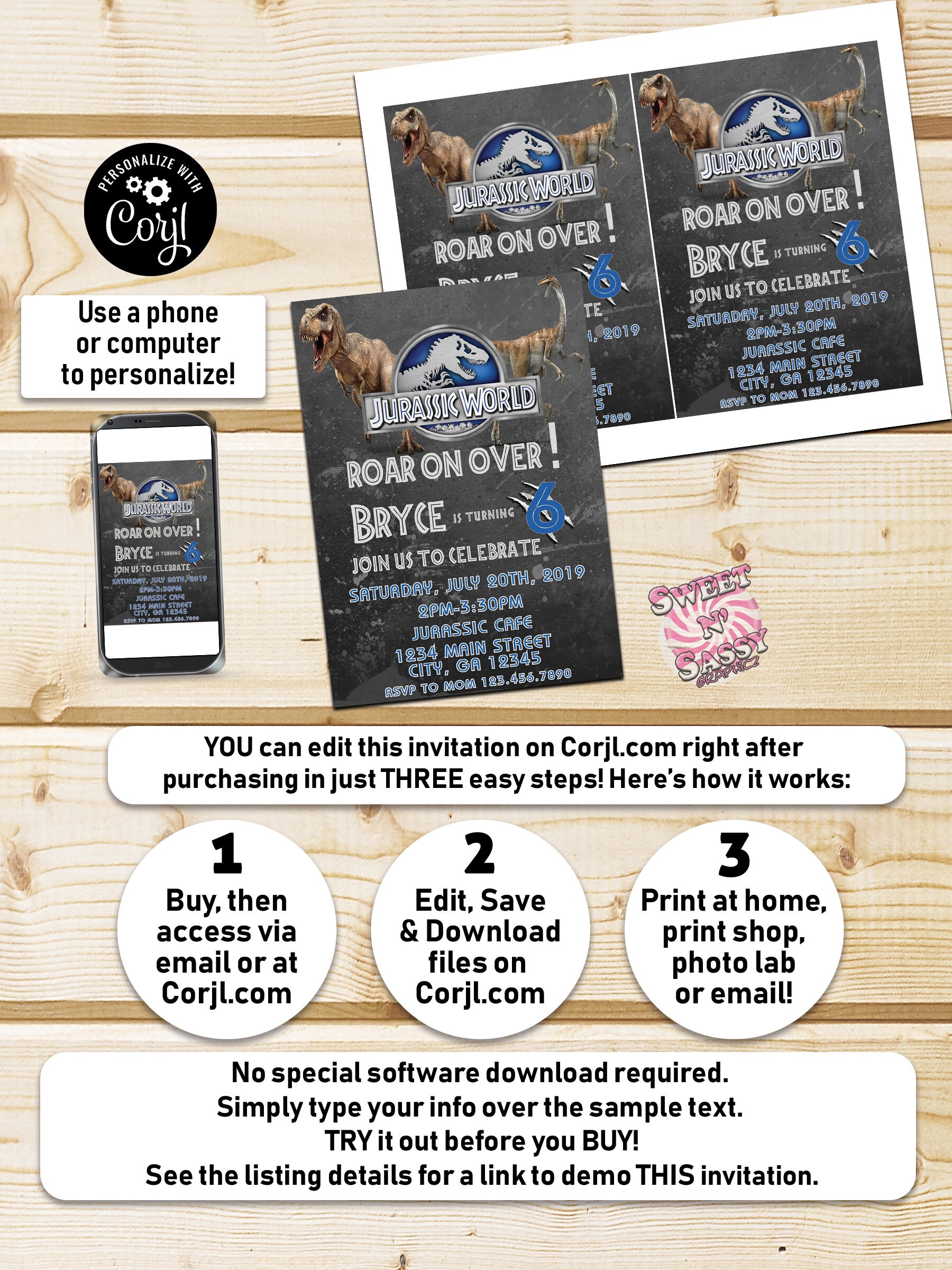 Dinosaur Birthday Invitation Jurassic World Birthday Invite - Etsy