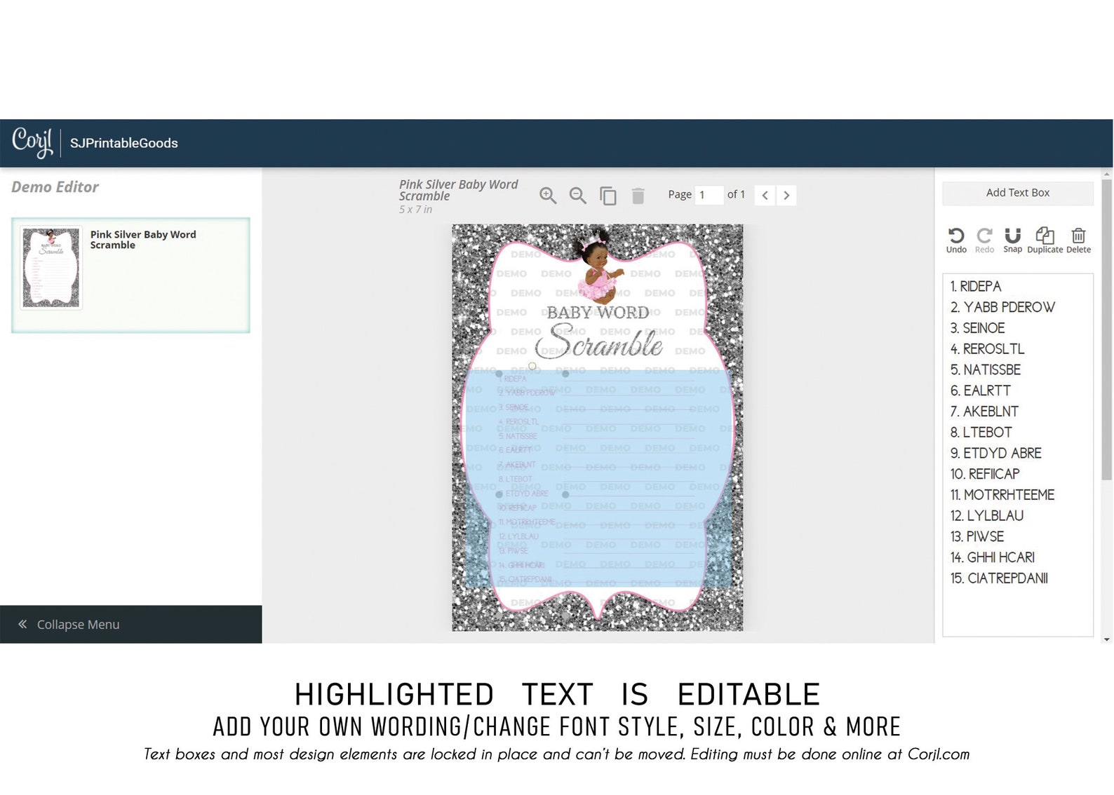 Baby Shower Word Scramble Word Scramble Card Game Princess - Etsy