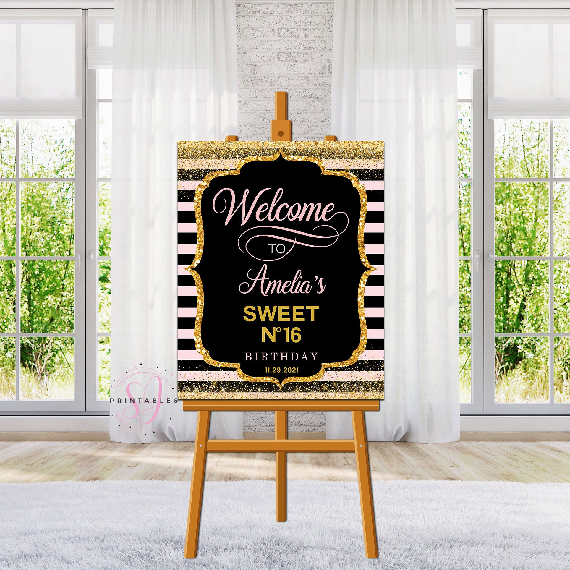 Designer Birthday Party Welcome Sign ANY AGE Teen Sweet 16 - Etsy