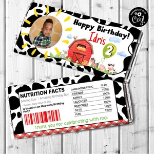 Barnyard Birthday Hershey Candy Bar Wrapper, Farm Animals Candy Wrapper ...