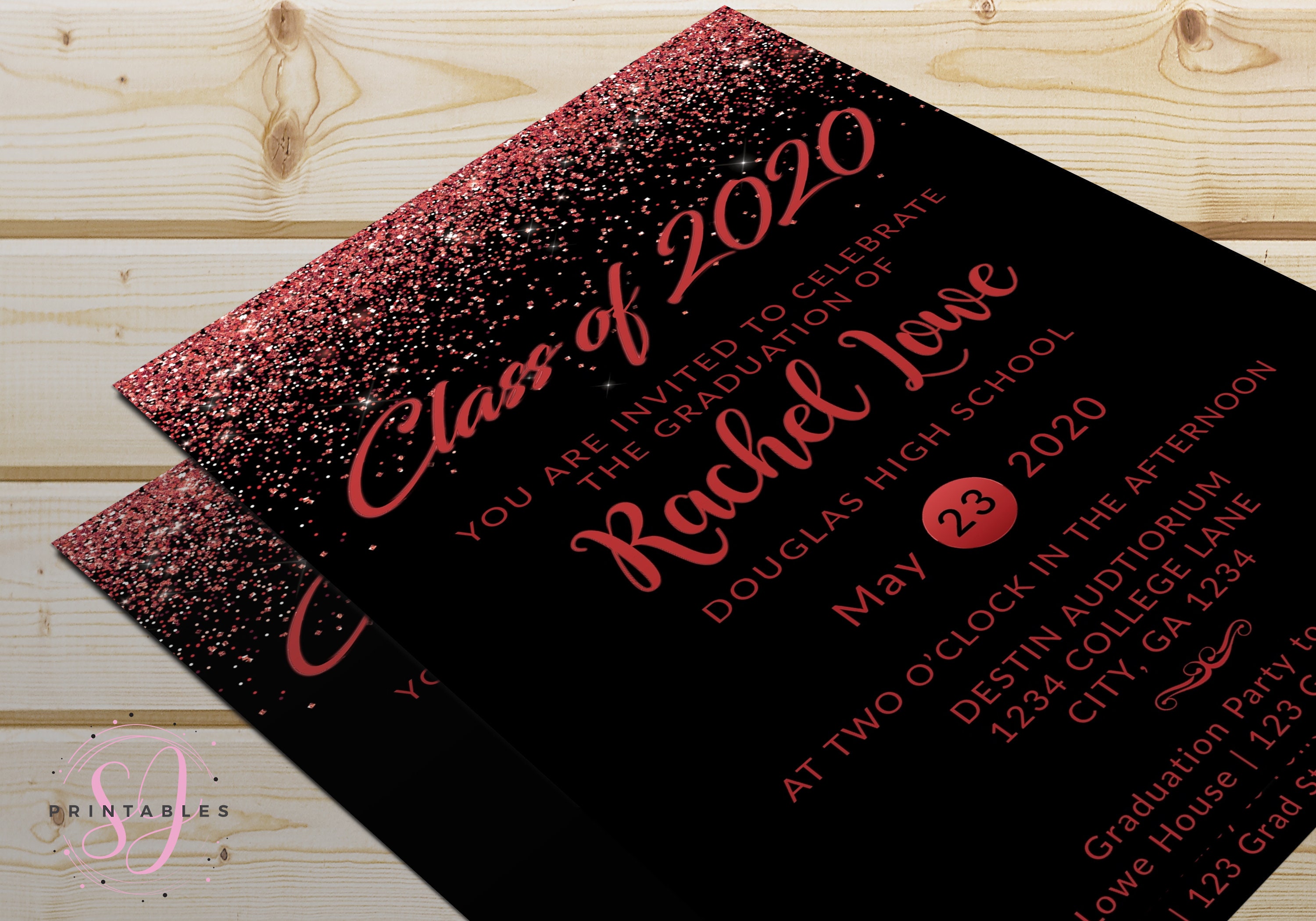 Graduation Party Invitation Elegant Invite Maroon Burgundy | Etsy