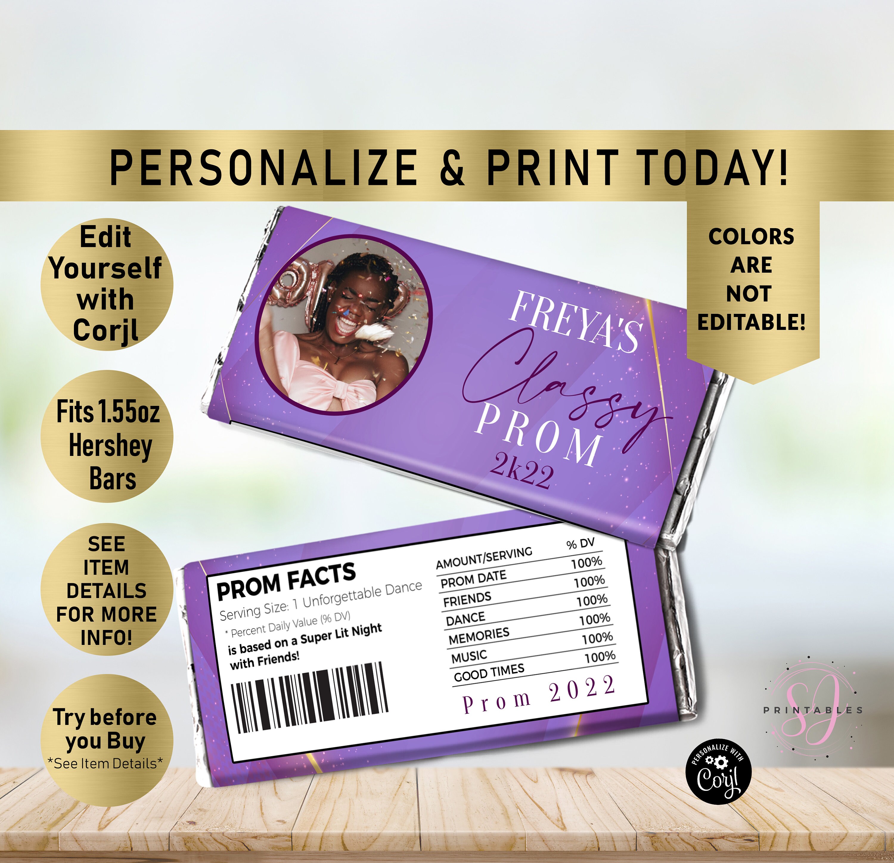 Purple and Gold PROM Candy Wrapper Hershey Candy Bar - Etsy