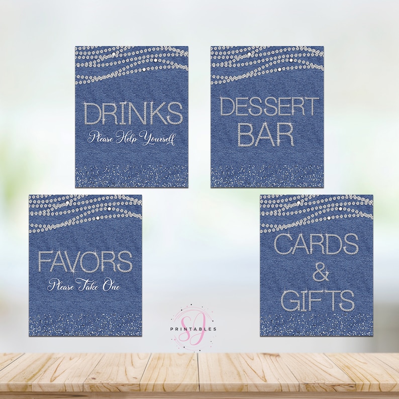 Denim & Diamonds Party Sign Bundle Printable Birthday Signs - Etsy