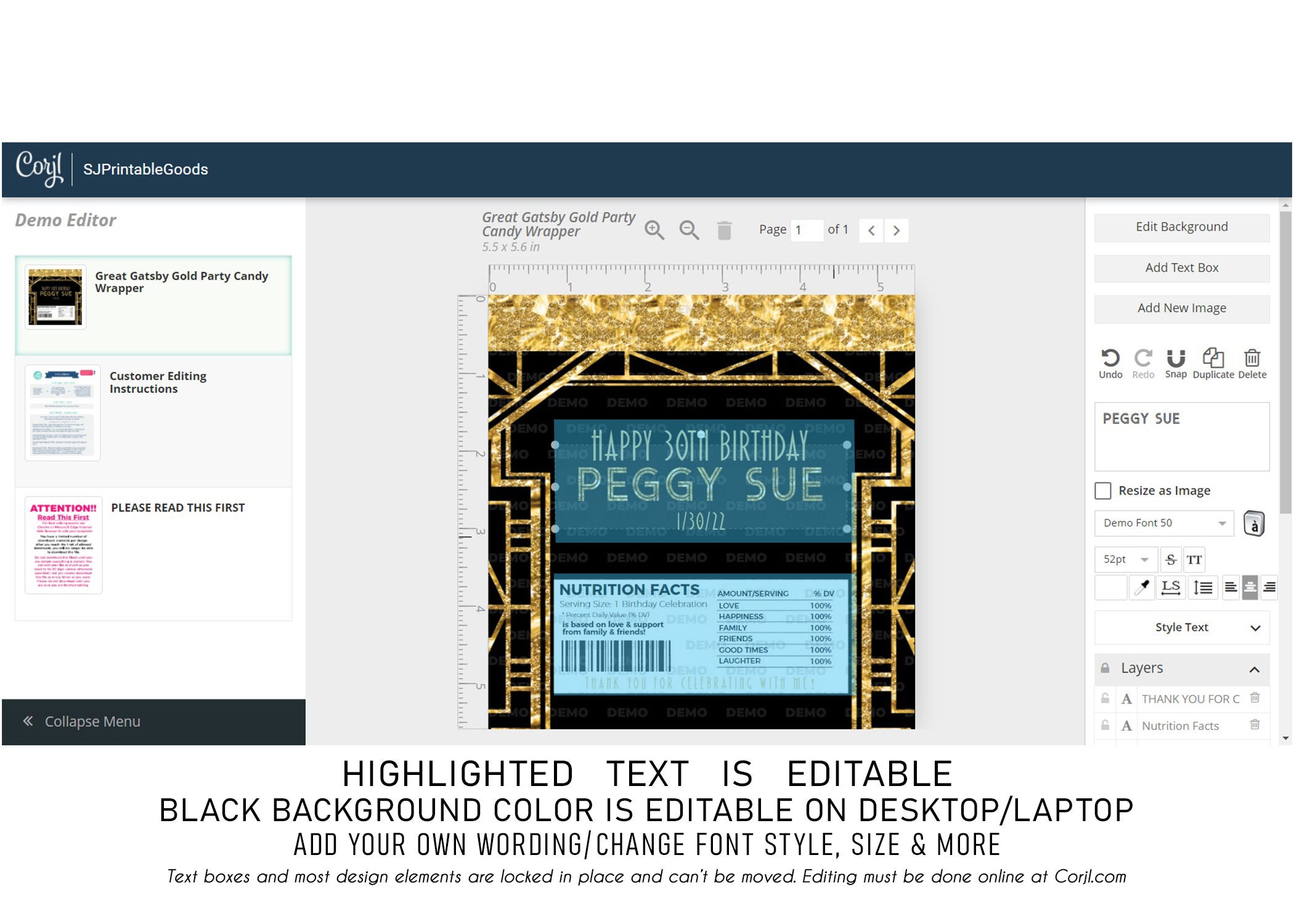 Great Gatsby Art Deco Candy Bar Wrappers Birthday Candy | Etsy