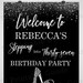 Stepping Into ANY AGE Silver Glitter Welcome Birthday Sign - Etsy