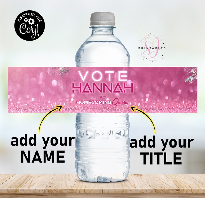 Pink and Silver Homecoming Campaign Water Label Homecoming - Etsy