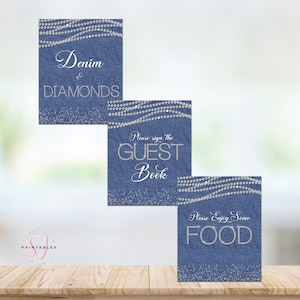 Denim & Diamonds Party Sign Bundle Printable, Birthday Signs, Baby ...
