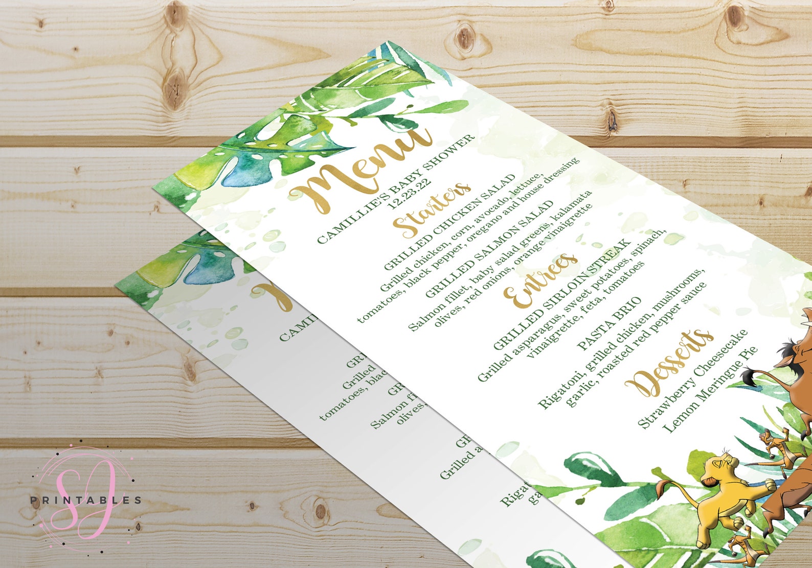 Lion King Baby Shower Menu Simba Menu Little King Boy the - Etsy