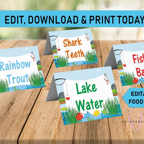 Editable Fishing Food Tents Fish Food Labels Party Decor the - Etsy