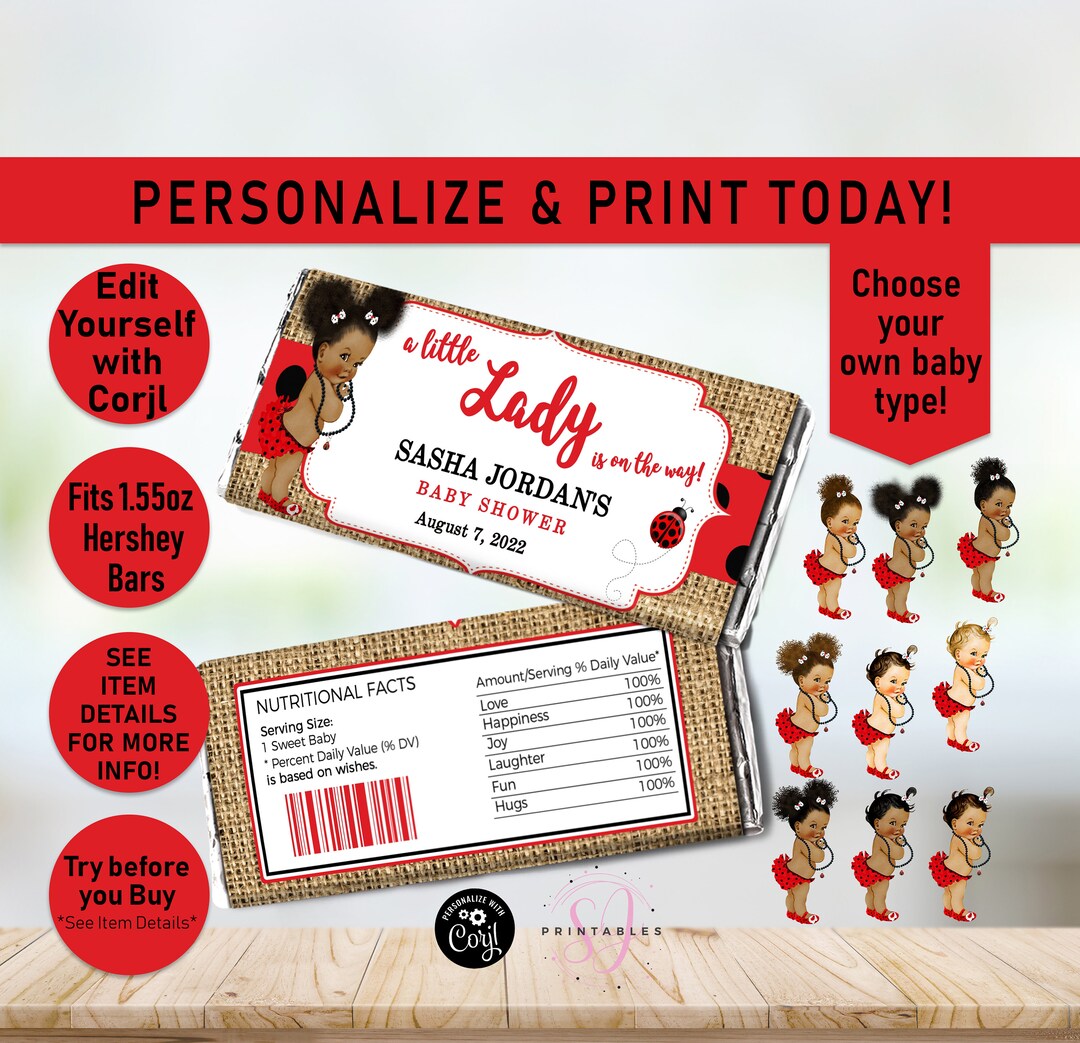Little Ladybug Baby Shower Candy Bar Wrapper, Lady Bug Shower, Little ...