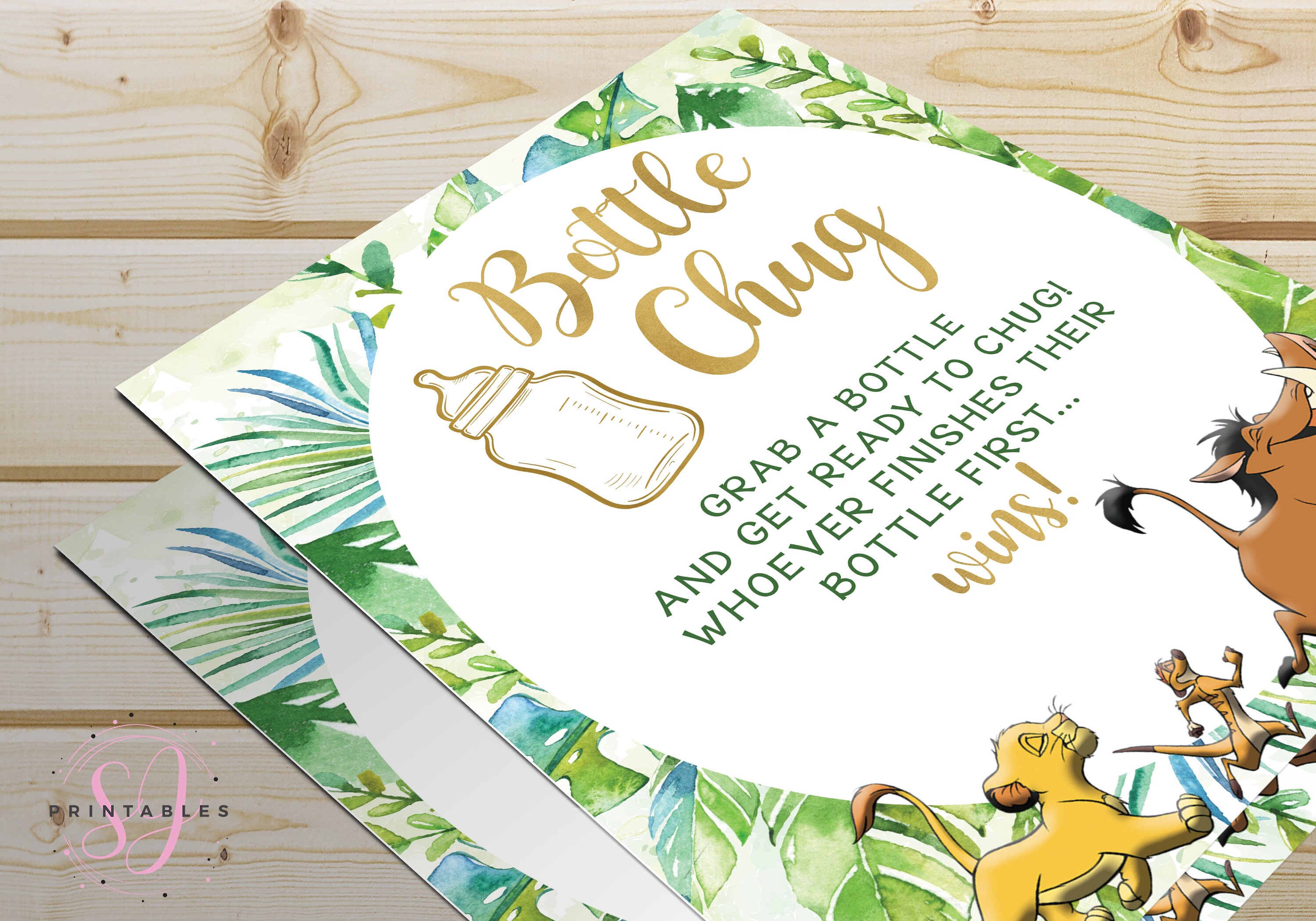 Lion King Bottle Chug Sign Game, Chug Baby Shower Game, Baby Bottle ...
