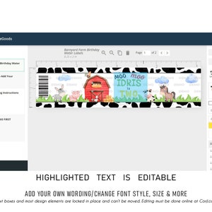 Barnyard Bash Birthday Water Bottle Labels, Farm Water Wrapper, Farm ...