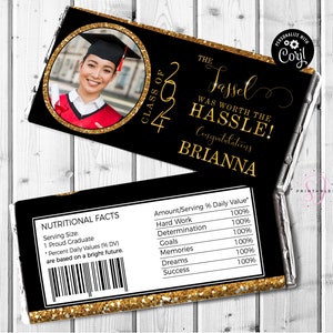 The Tassel Was Worth the Hassle Graduation EDITABLE Candy Wrapper ...