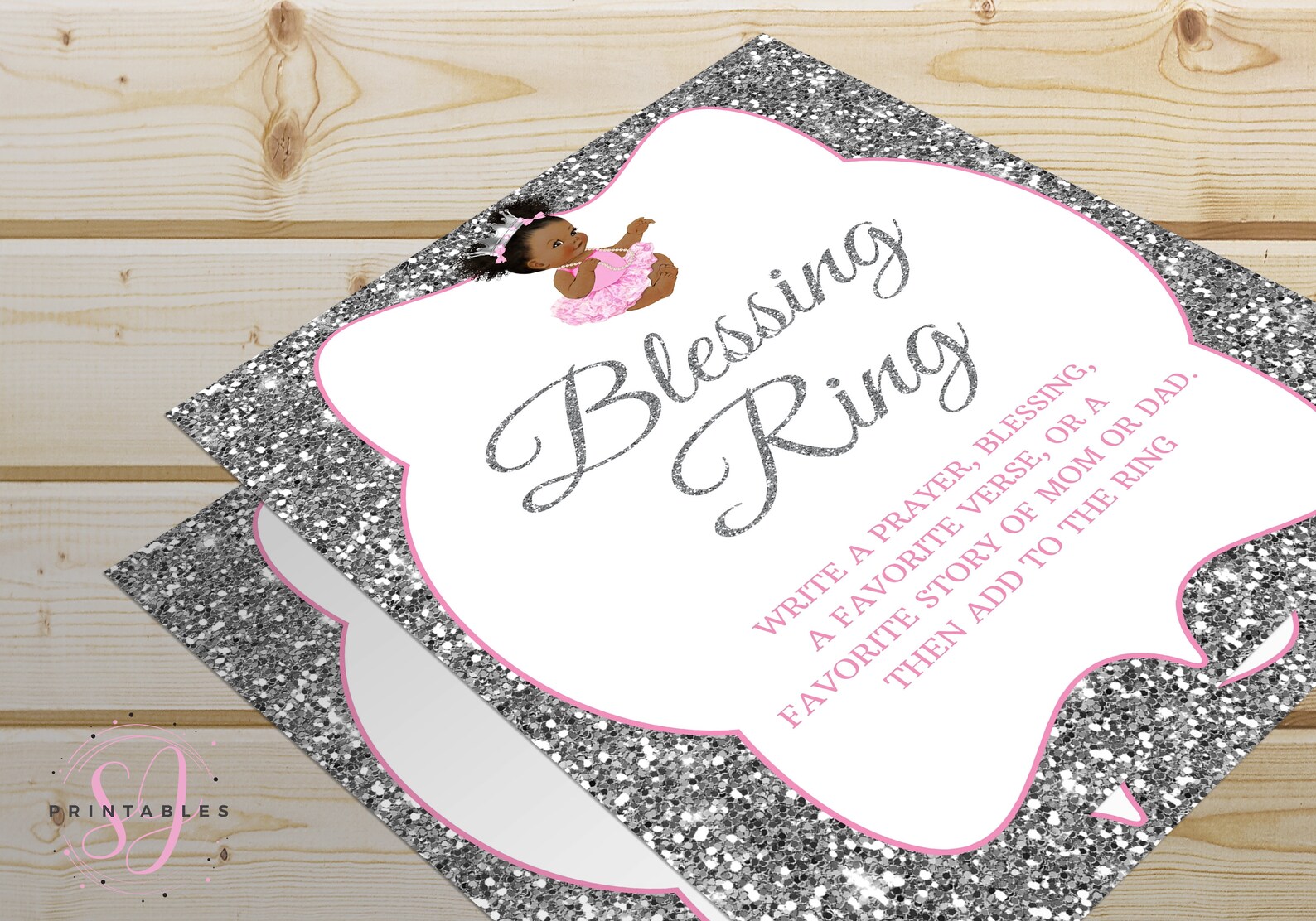 Pink & Silver Princess Blessing Ring Sign and Cards Blessing - Etsy