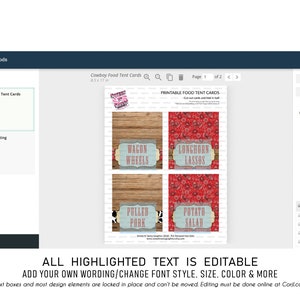 Cowboy Tent Cards, Cowgirl Tent Cards, Country Western Party Buffet ...