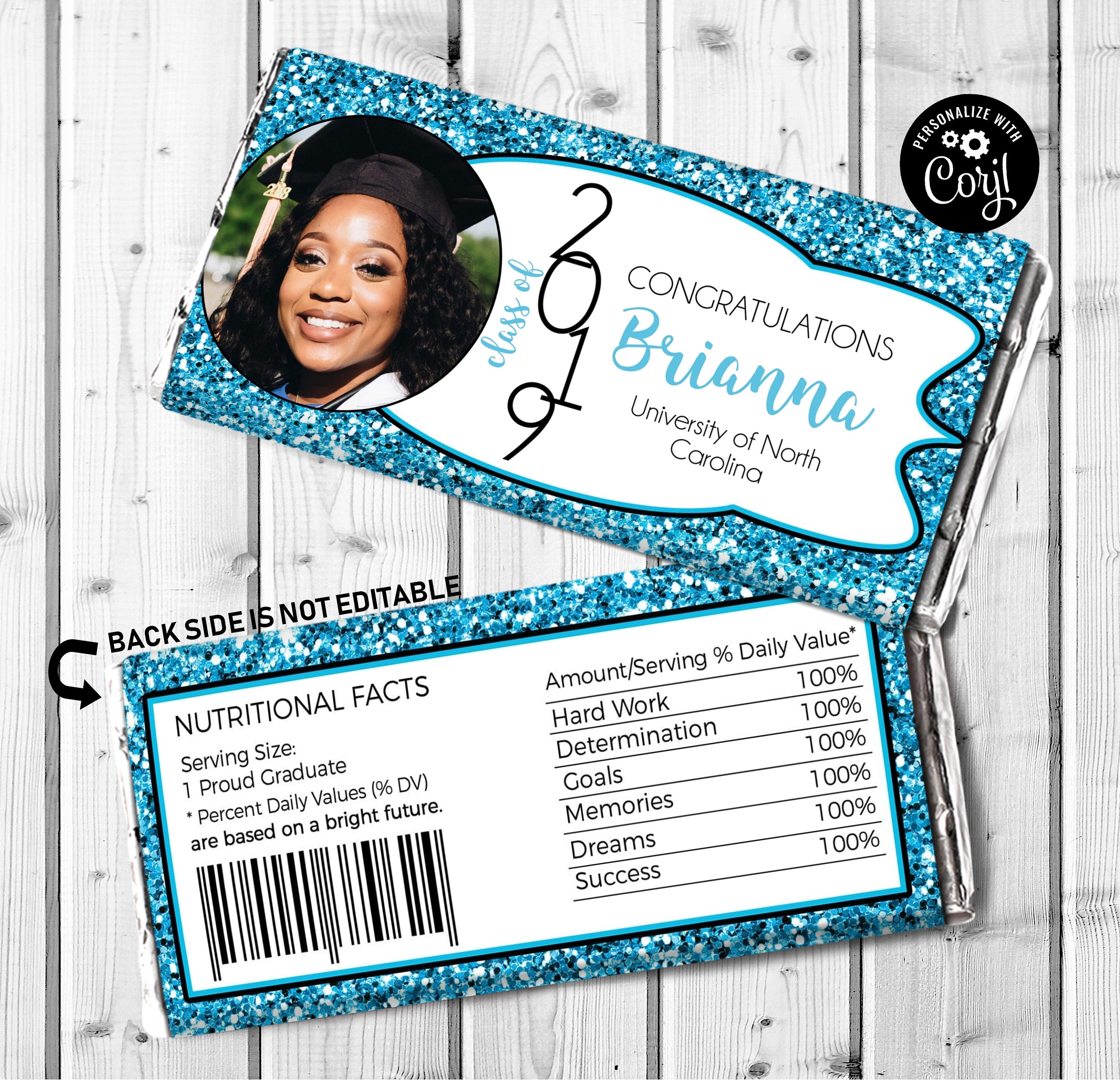 Graduation Candy Bar Wrapper Light Blue Chocolate Wrappers | Etsy